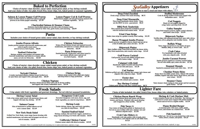 Dinner Menu – SeaGalley