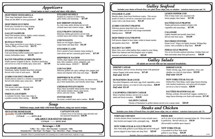 Lunch Menu – SeaGalley
